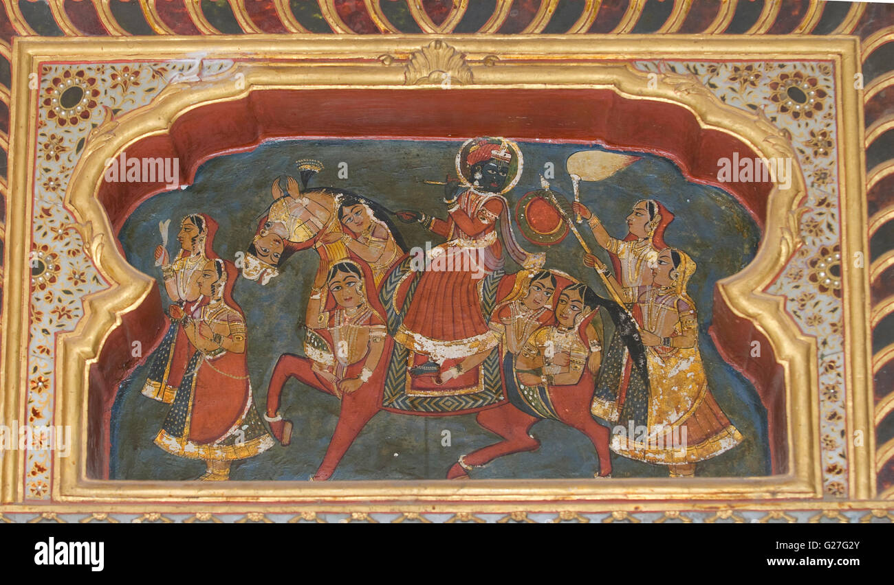 The image of Painting in Havelli in Mahansar, shekhwati, Rajasthan ...