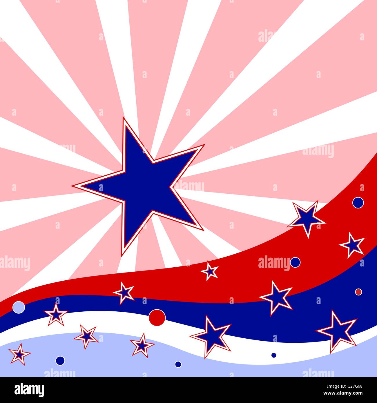 4th of July - star, burst , stripes and dots in red, white and blue ...