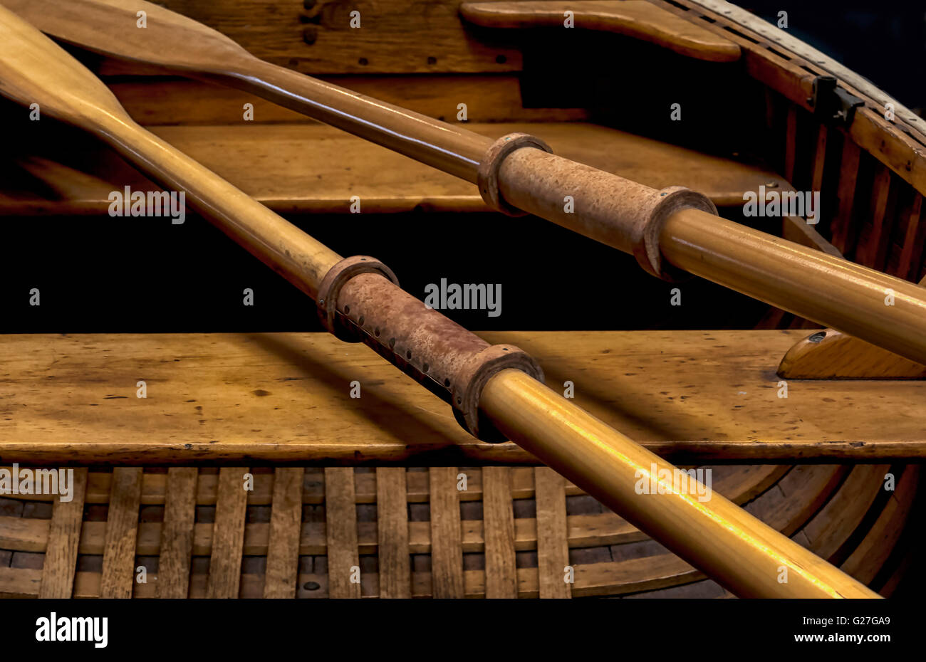 A nautical illustrative image of oars in a late 1800's row boat.Useful ...