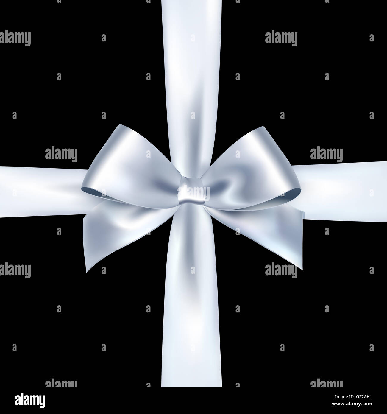 Shiny white satin ribbon on white background. silver bow and ribbon ...