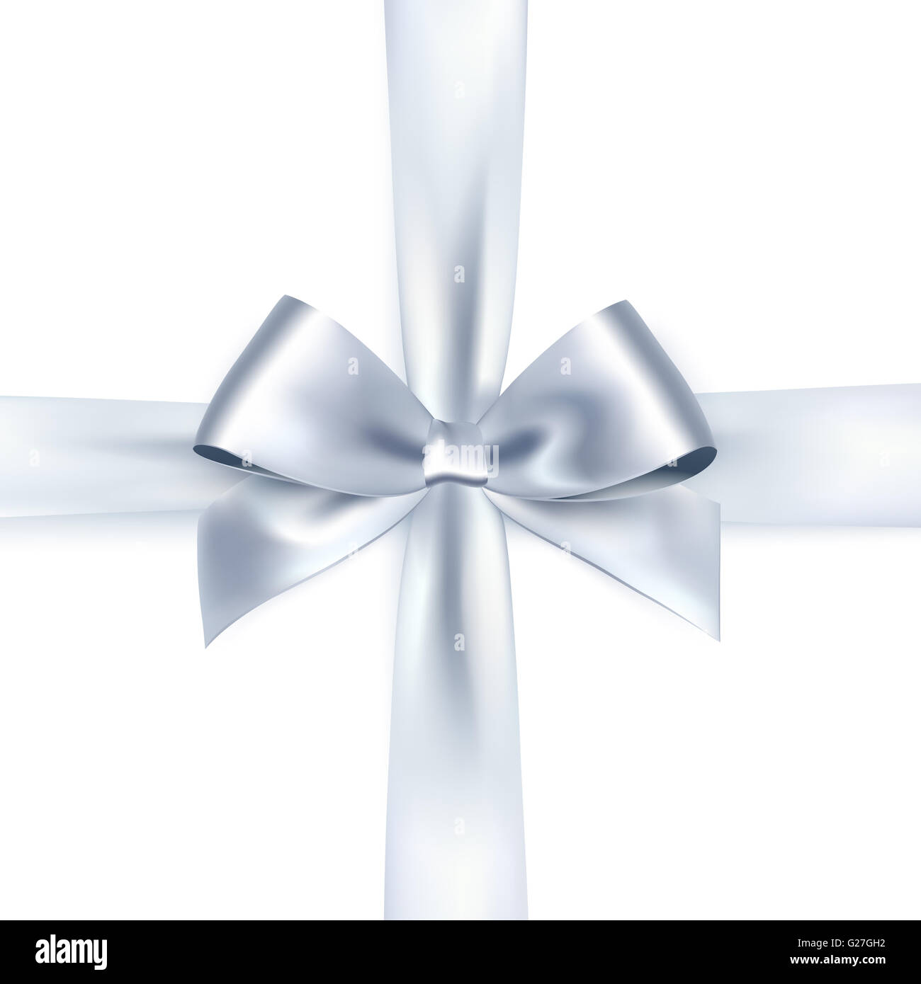 Shiny white satin ribbon on white background. silver bow and ribbon ...