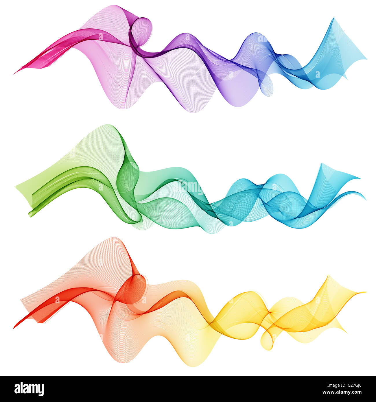 Set of color smoke wave. Abstract transparent waved lines for brochure ...