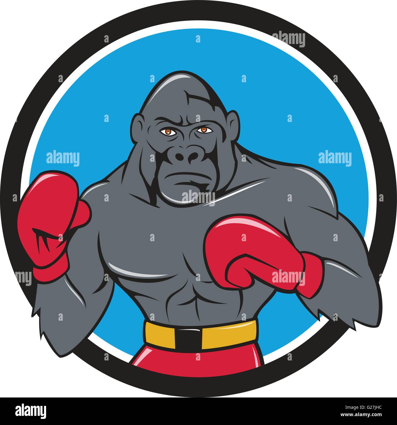Illustration of a gorilla boxer in boxing stance viewed from front set ...