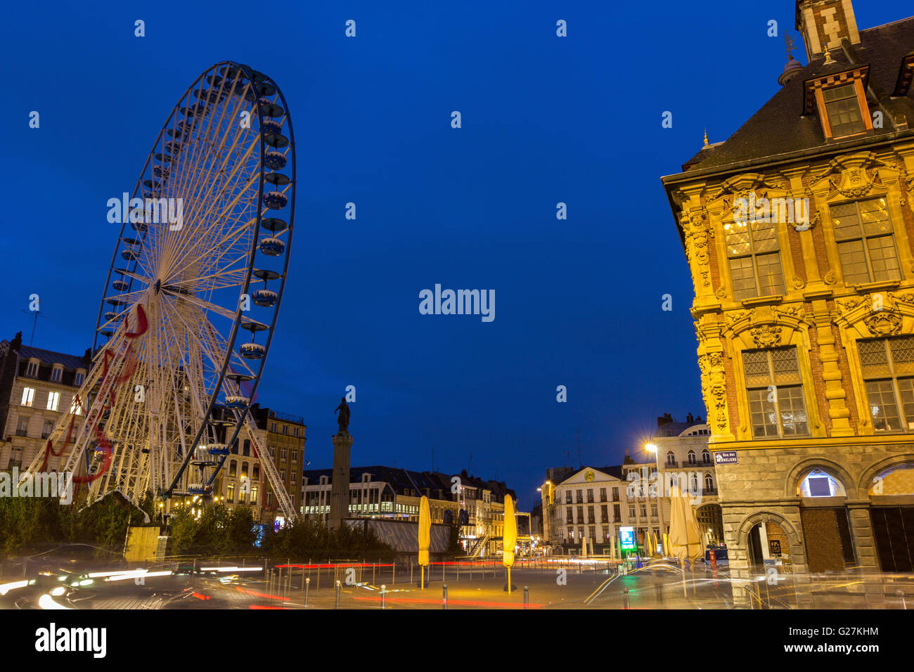 Grand place with Column of the Goddess in Lille in France during ...