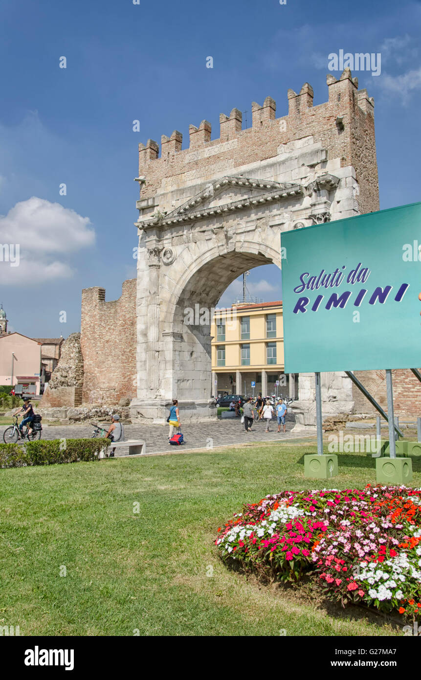 View of the famous Arch of Augustus Stock Photo - Alamy