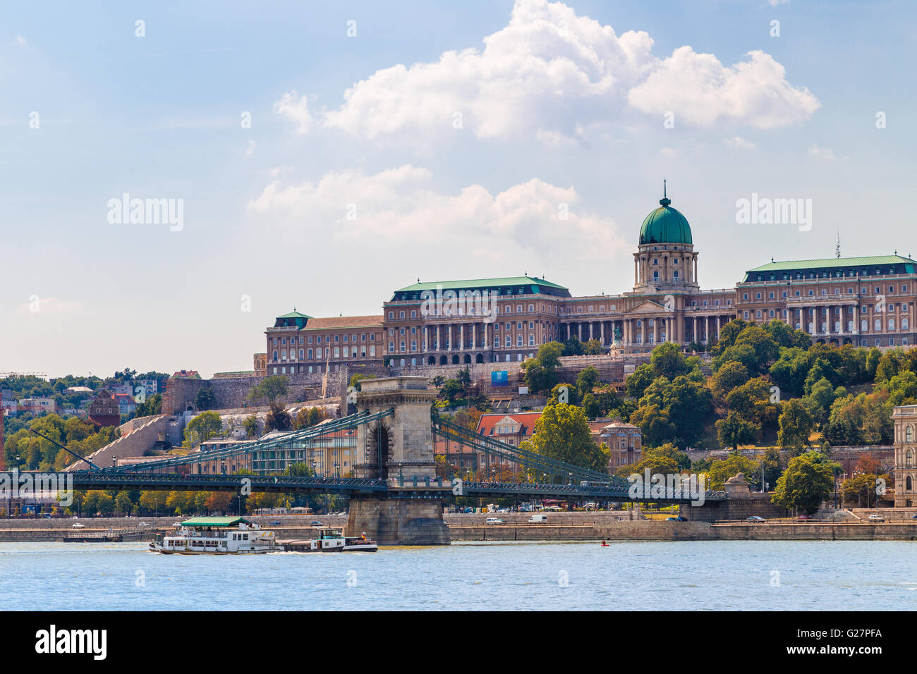 The Chain Bridge under the Royal Castle in Budapest Stock Photo - Alamy