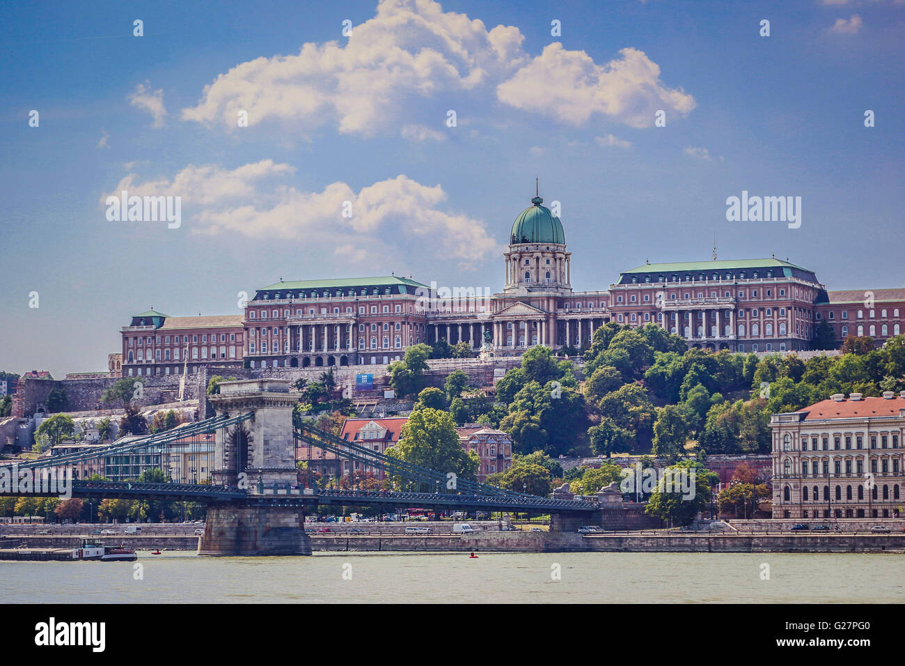 The Chain Bridge under the Royal Castle in Budapest Stock Photo - Alamy