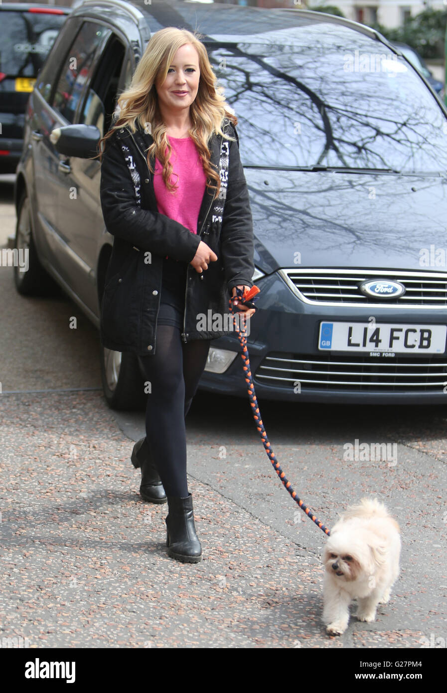 Lucy Heath and Trip Hazard the dog outside ITV Studios Featuring: Lucy Heath, Trip Hazard Where ...