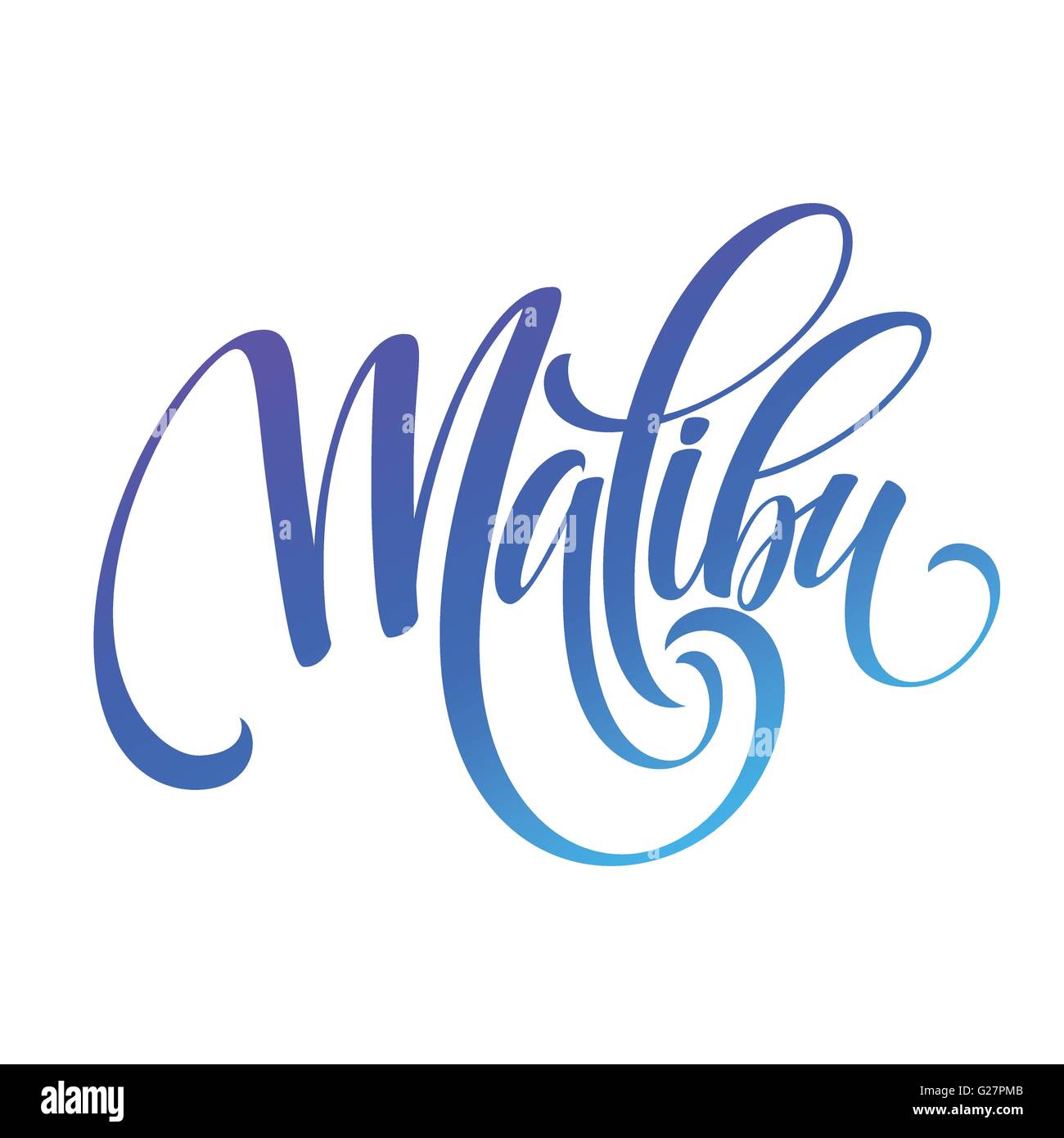 Malibu California handwriting lettering. Vector illustration Stock ...