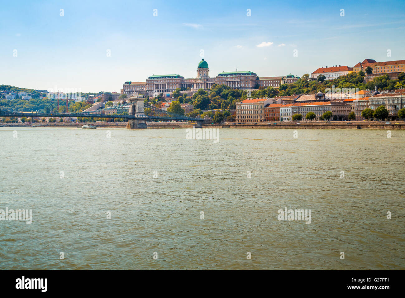 The Chain Bridge under the Royal Castle in Budapest Stock Photo - Alamy