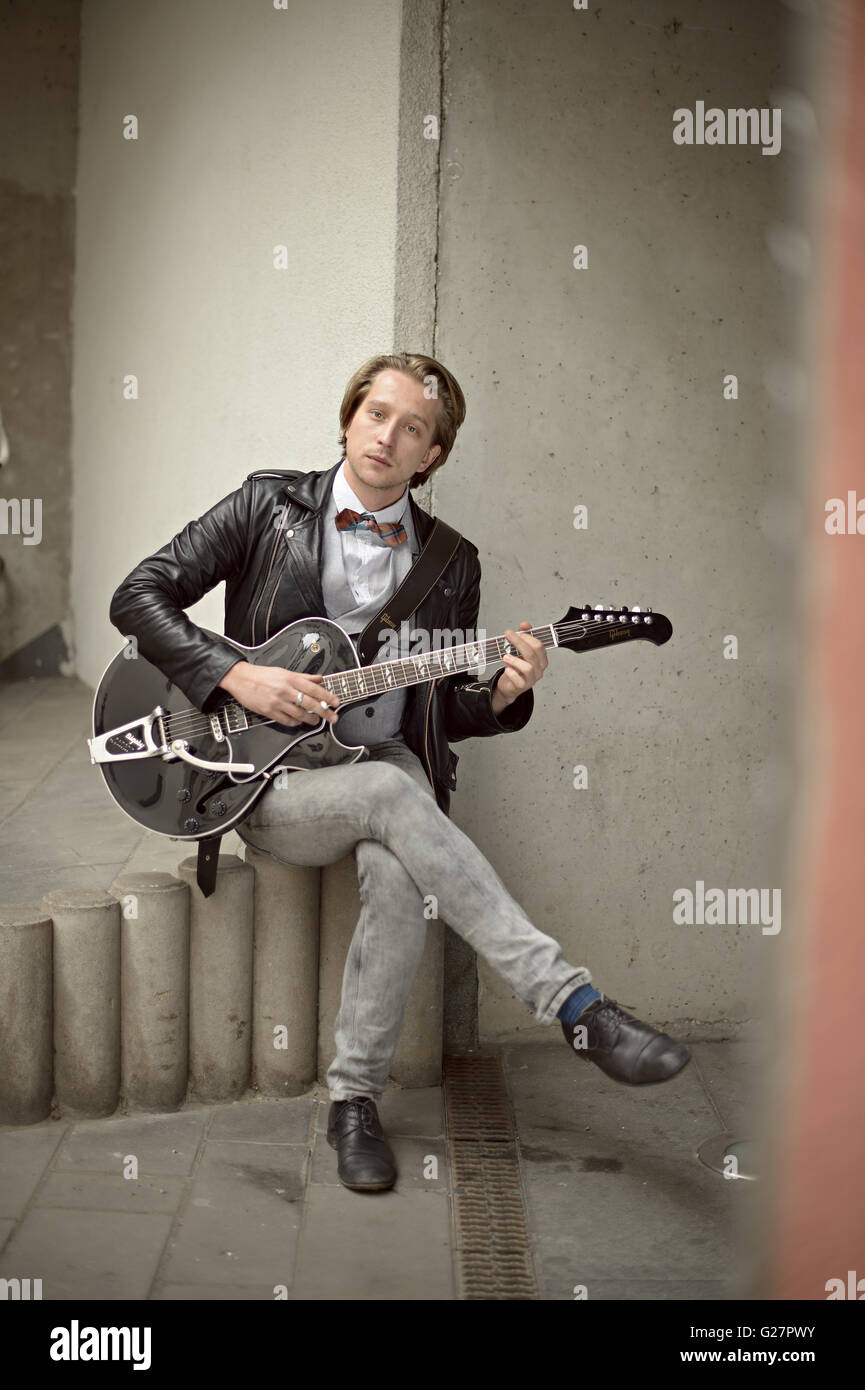 German actor and multi-instrumentalist Tim Morten Uhlenbrock playing a ...