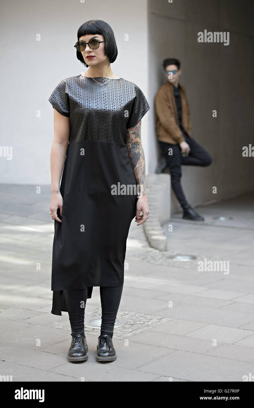 Nessi and her guitarist Andrew Tyler posing for photos outside Indulge ...