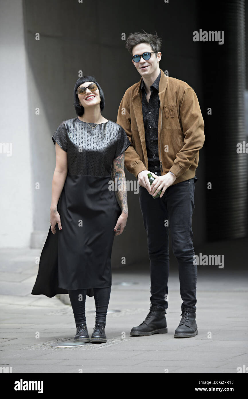 Nessi and her guitarist Andrew Tyler posing for photos outside Indulge ...