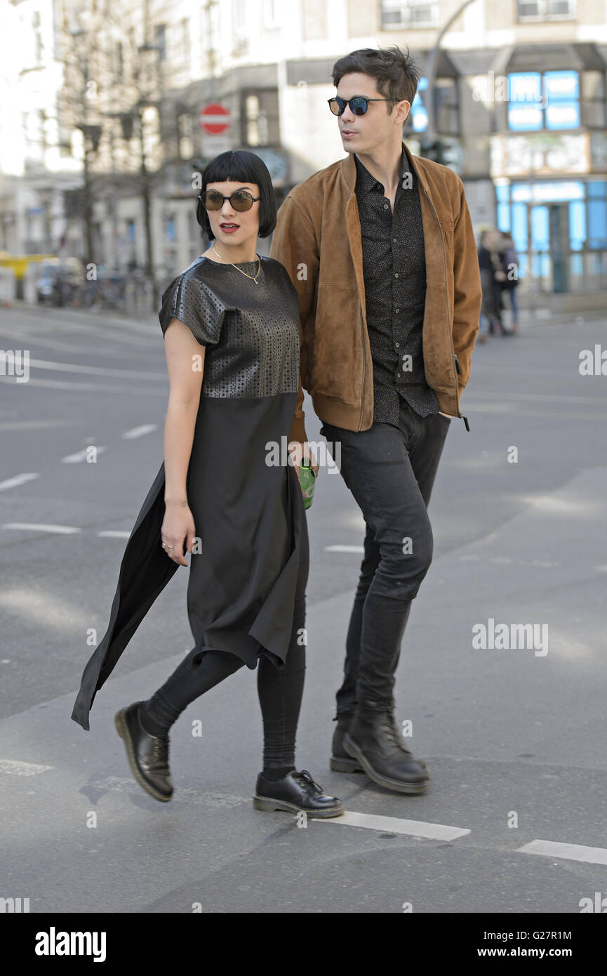 Nessi and her guitarist Andrew Tyler posing for photos outside Indulge ...