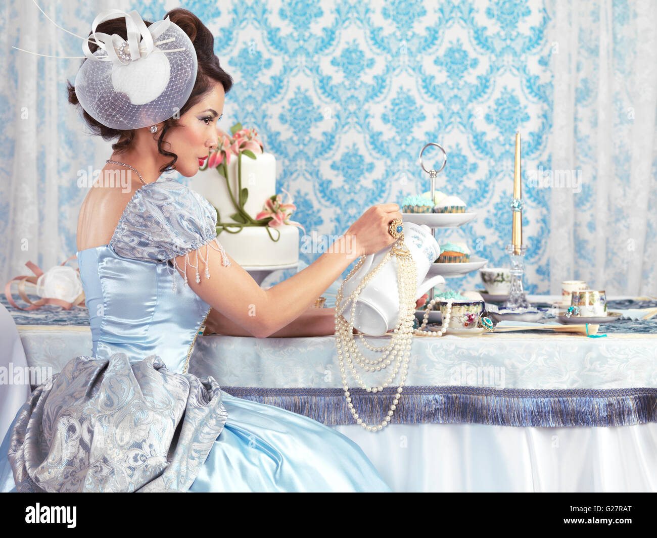 Lady At The Tea Table High Resolution Stock Photography and Images - Alamy