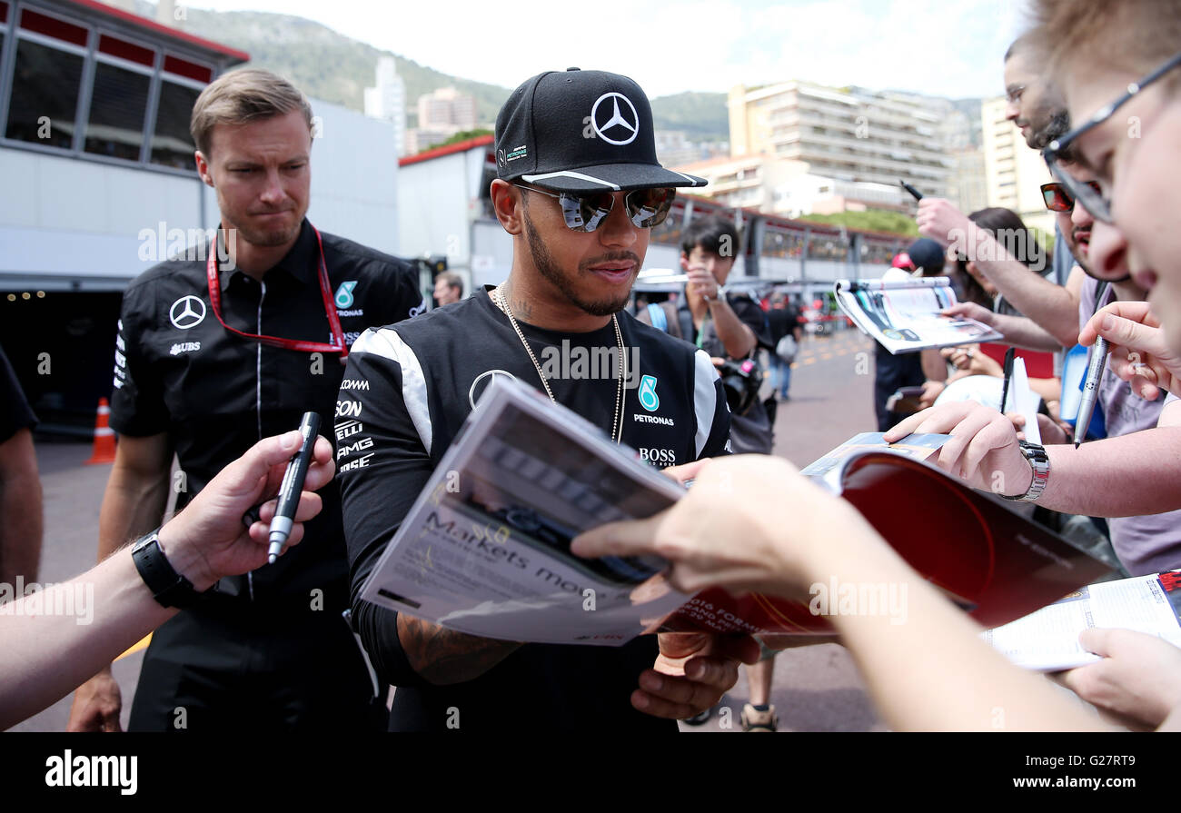 Mercedes driver Lewis Hamilton signs autographs at the Circuit de ...