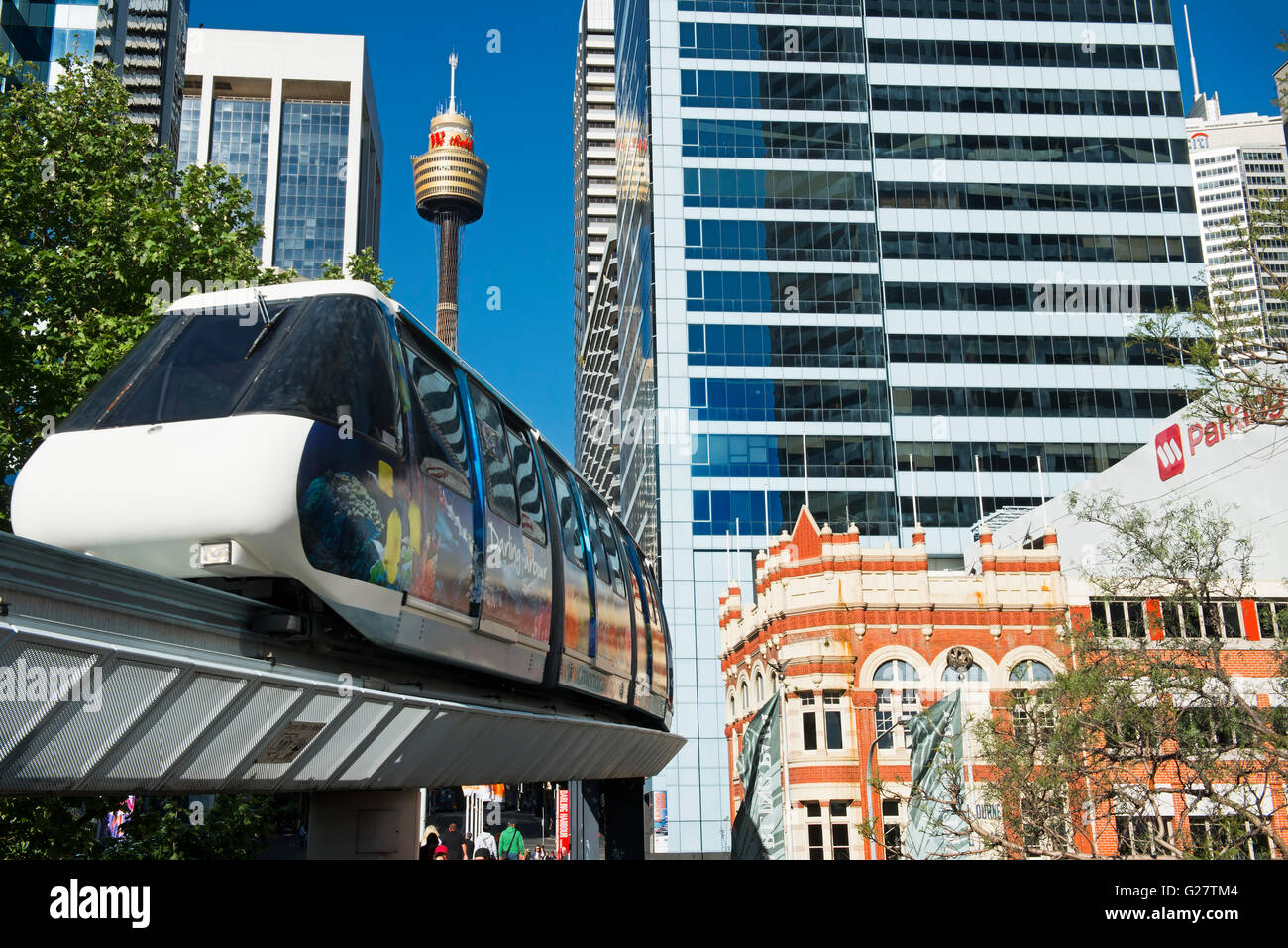 Monorail through the city, Sydney, New South Wales, Australia Stock ...