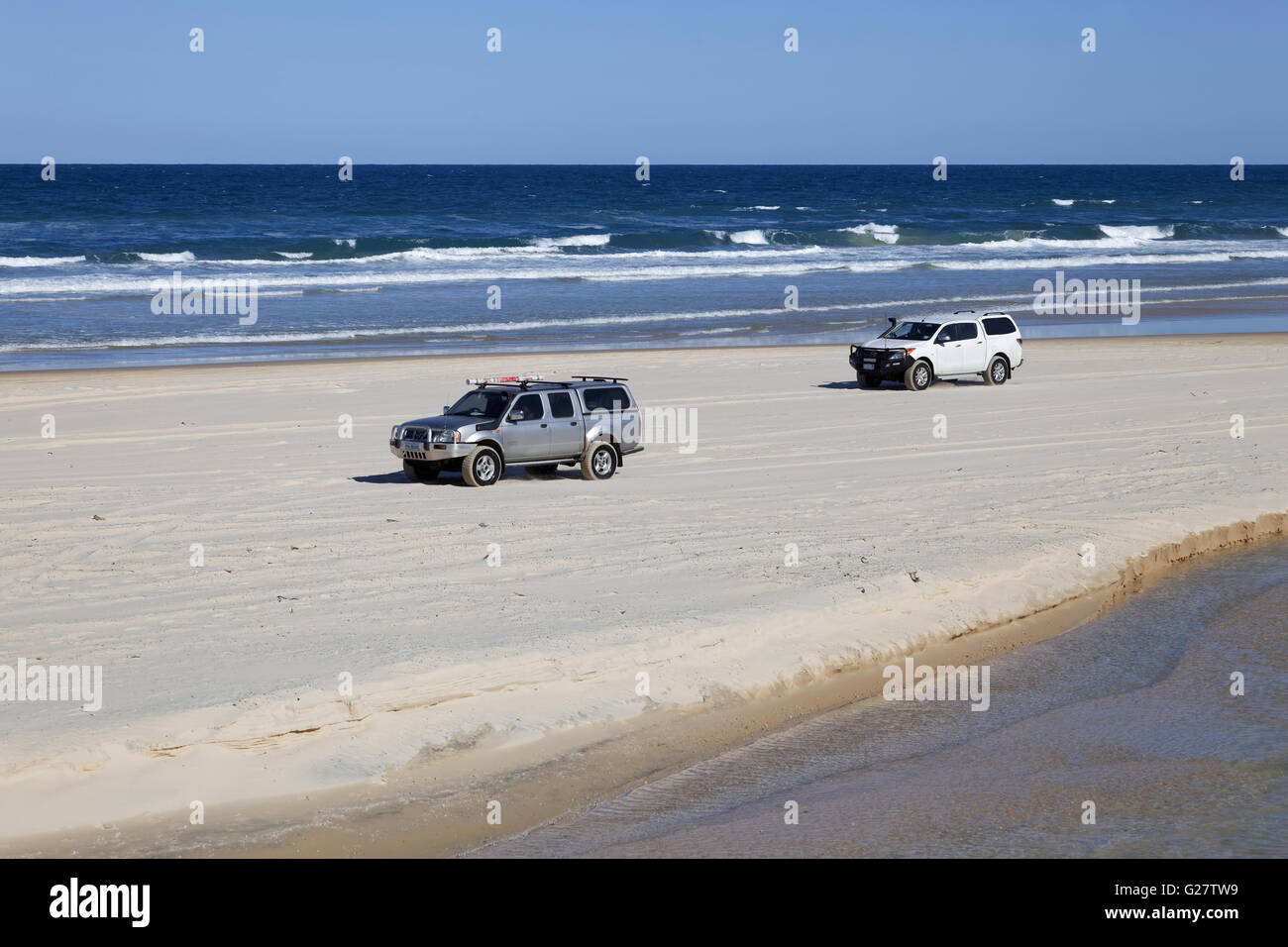 Car on 75 Mile Beach Road, official Highway, UNESCO World Heritage Site ...
