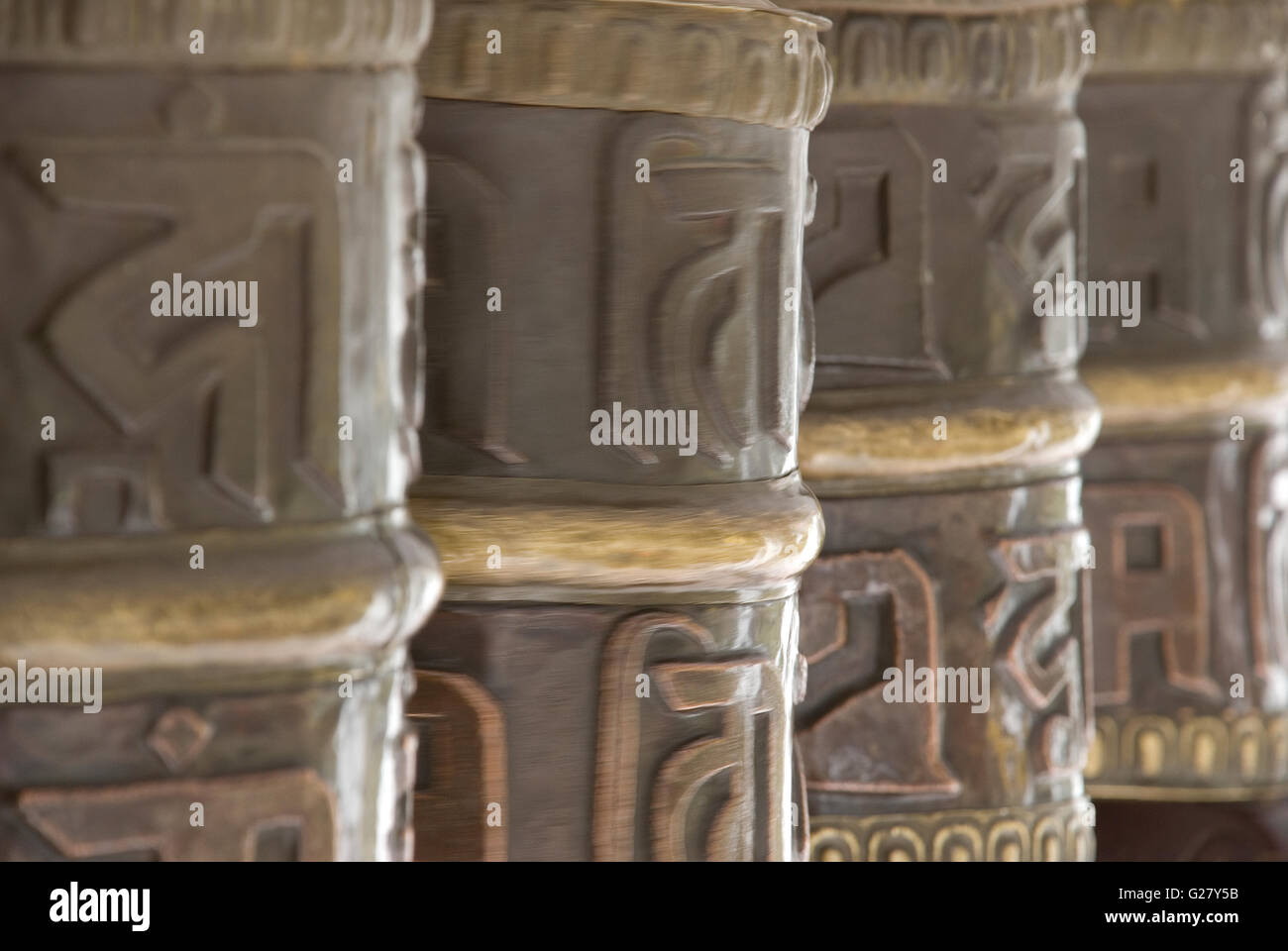 Prayer wheels in Rumtek monastery, Gangtok, Sikkim, India Stock Photo ...