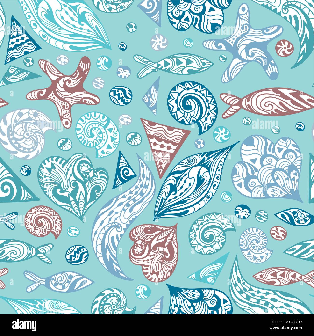 Blue starfish ornamental Stock Vector Images - Alamy