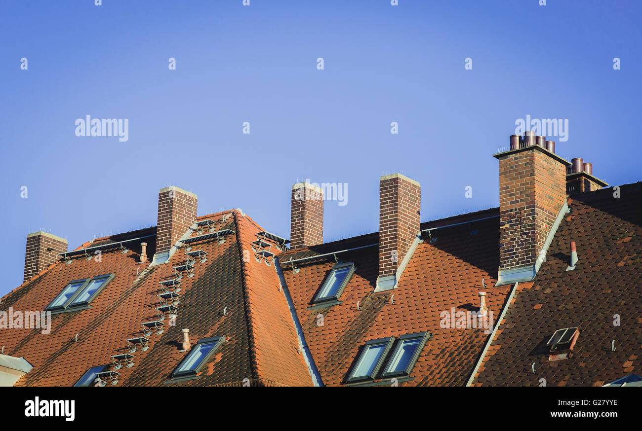 texture of german roof shingles, red color Stock Photo - Alamy