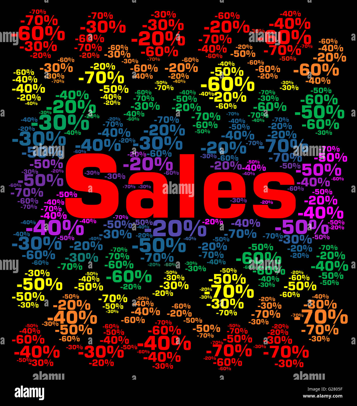 Sales with percentages word cloud concept Stock Photo - Alamy