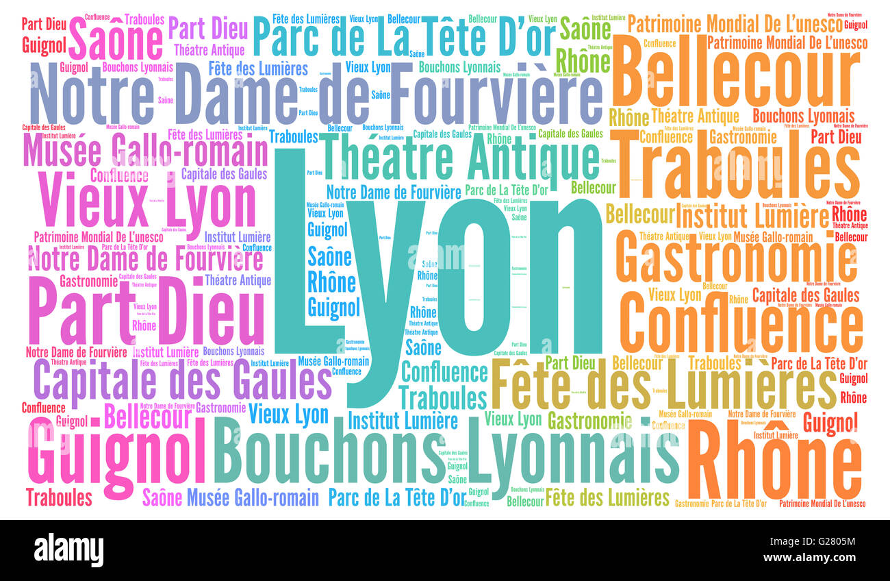 City of Lyon in France word cloud concept Stock Photo - Alamy