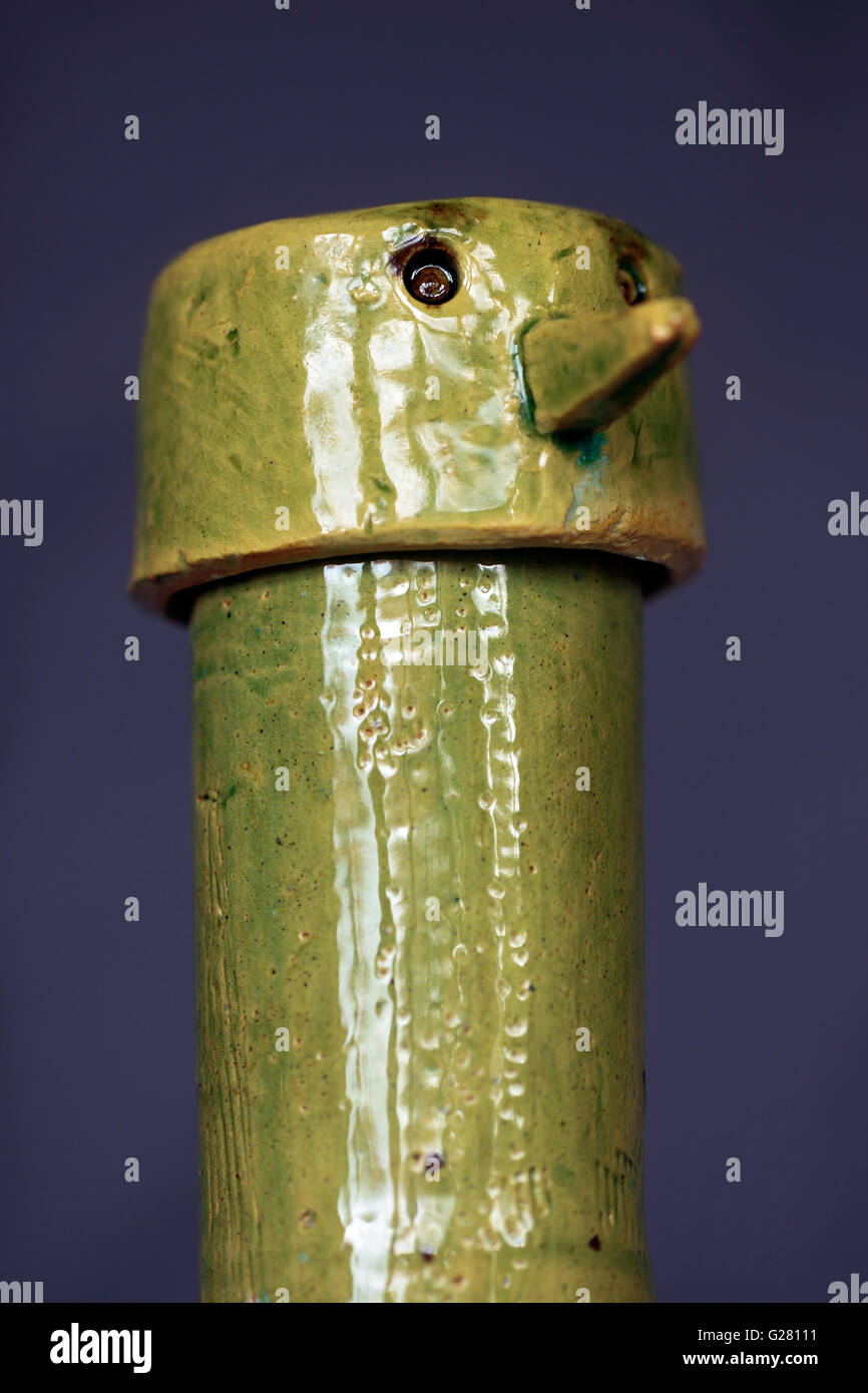 Ceramic vase with lid in the shape of a bird pottery sculpture Stock ...