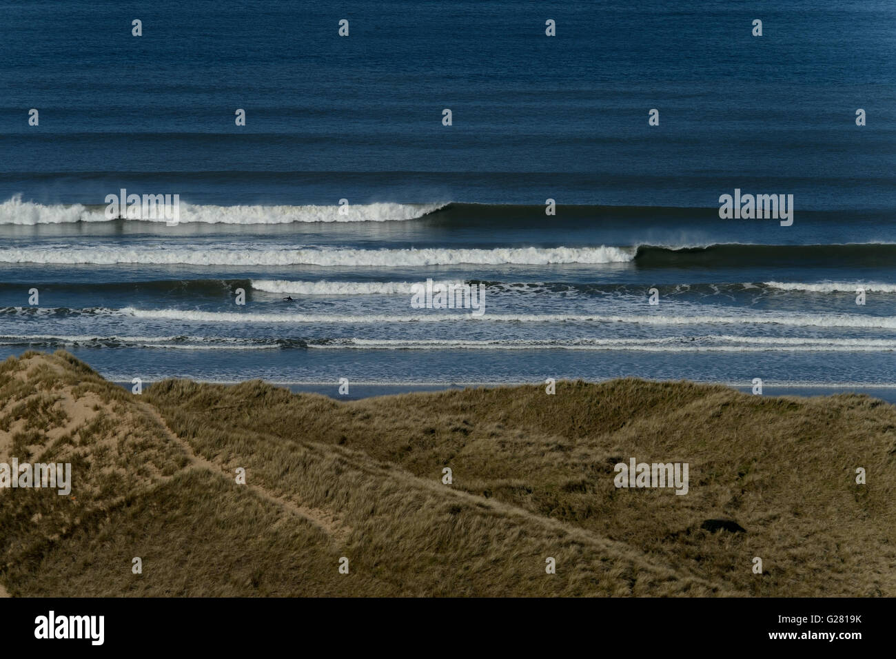 Perfect surf at Llangennith on the Gower. Offshore winds sheltered by ...