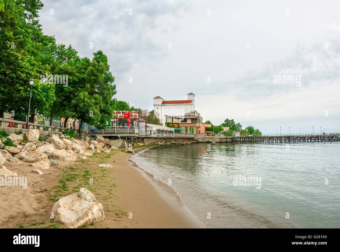 Shore of the Balchik, seaside resort and romantic coastal town at the ...