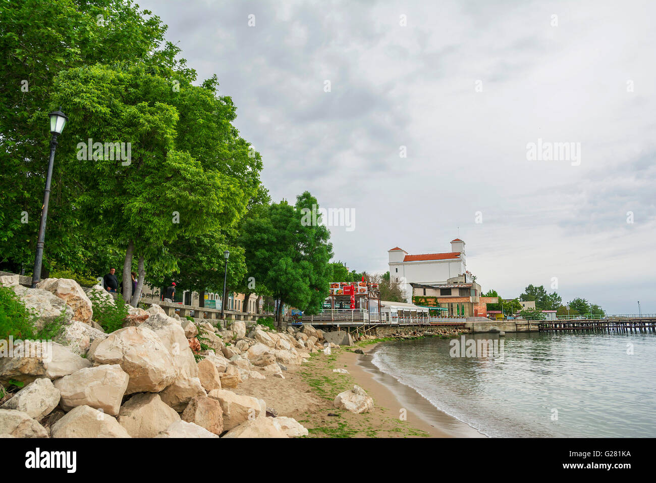 Shore of the Balchik, seaside resort and romantic coastal town at the ...