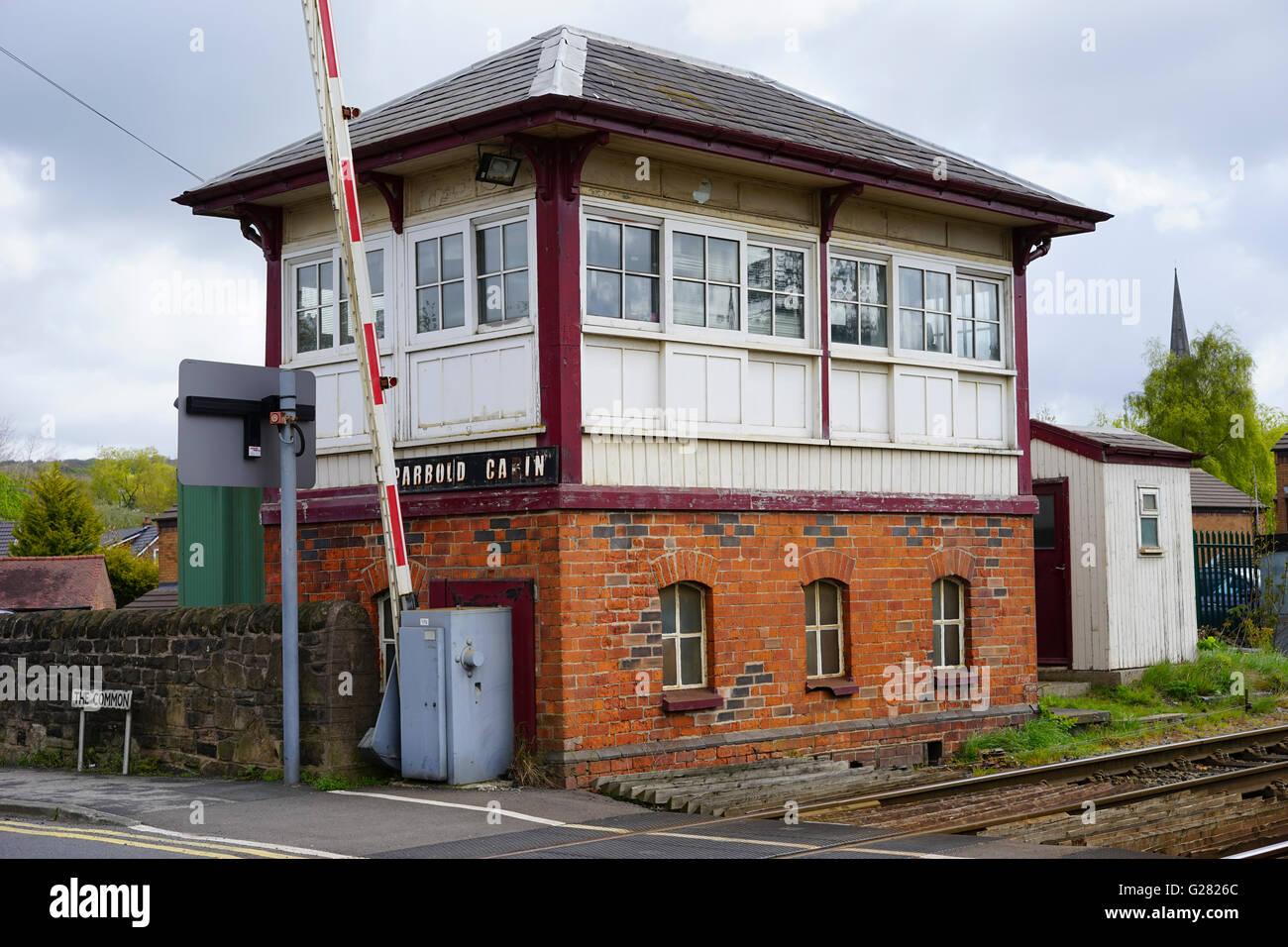 Railway signal box at Parbold village, West Lancashire, England, UK ...