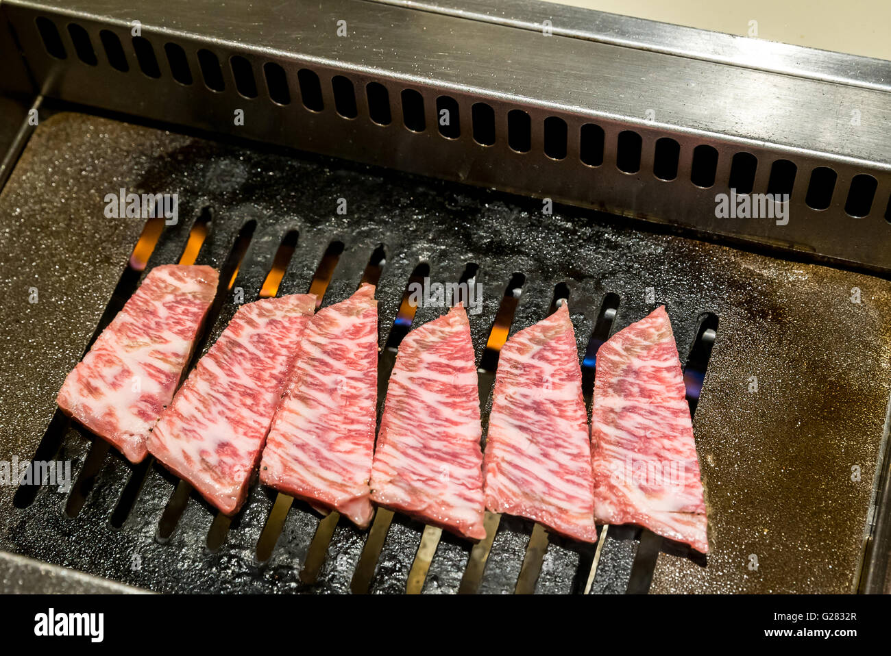grilled Freshness Japanese wagyu A5 Beef yakiniku Stock Photo - Alamy