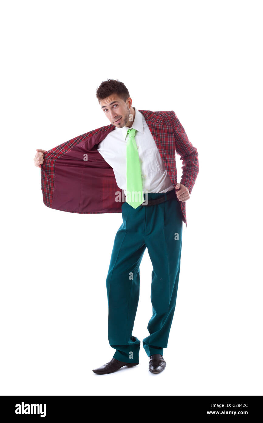 Attractive man posing in unbuttoned jacket Stock Photo - Alamy