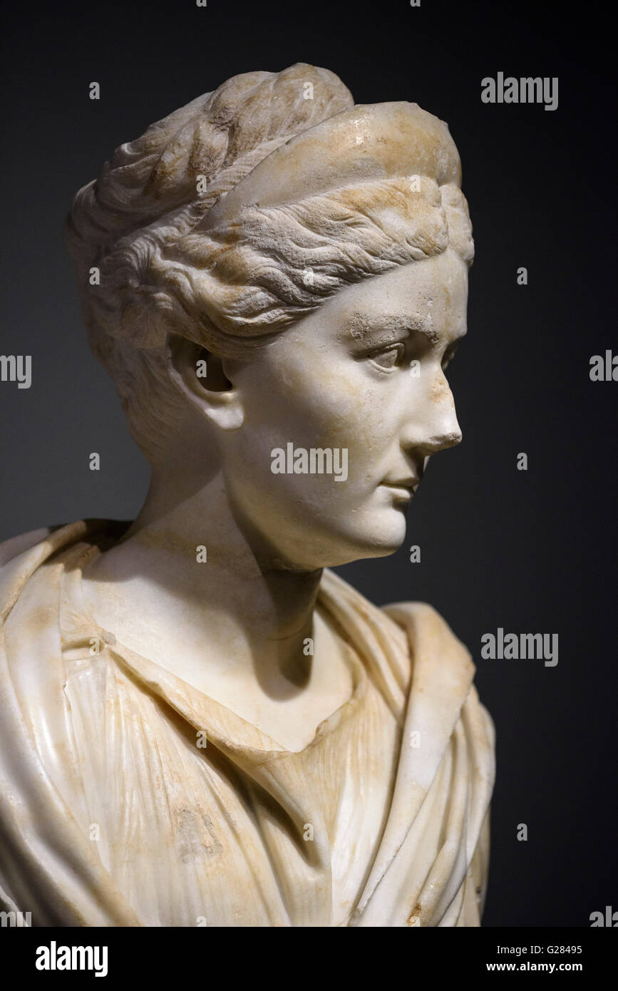 Rome. Italy. Bust of Vibia Sabina (ca. 86 – 136/137) wearing a diadem ...