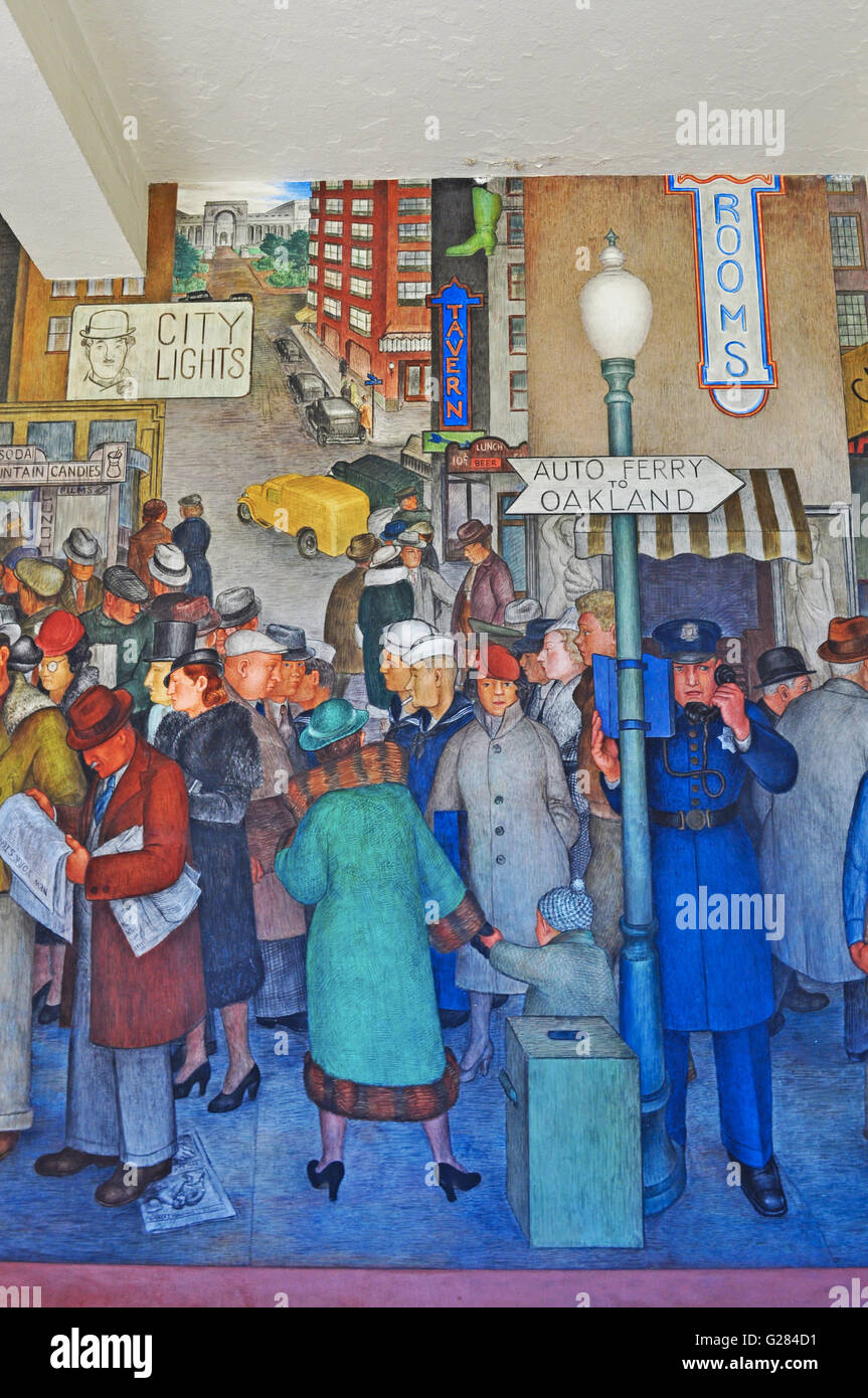 Coit tower mural san francisco hi-res stock photography and images - Alamy