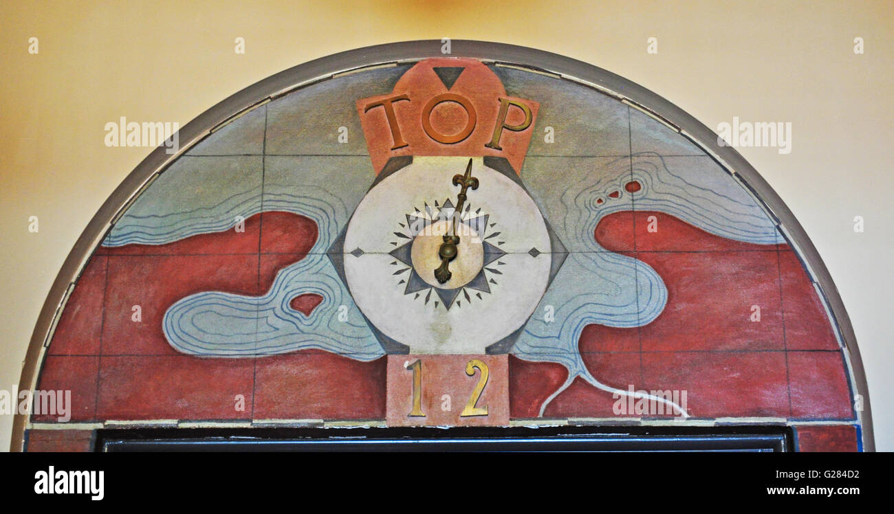 San Francisco: the floor indicator of the elevator of the Coit Tower ...