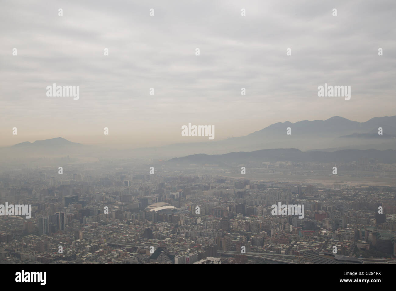 Smog over Taipei as seen from Taipei 101 tower in Taiwan Stock Photo ...