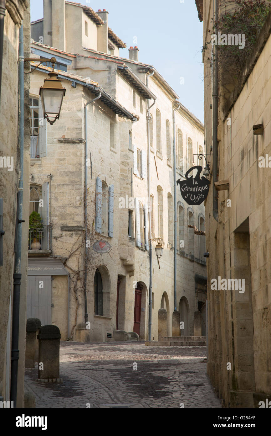 Street in Uzes, Provence, France, Europe Stock Photo - Alamy