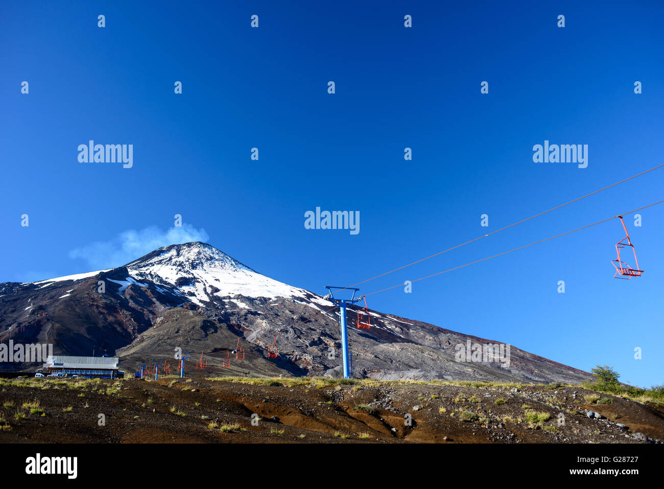Pucon and Villarica Volcano Volcan Stock Photo - Alamy