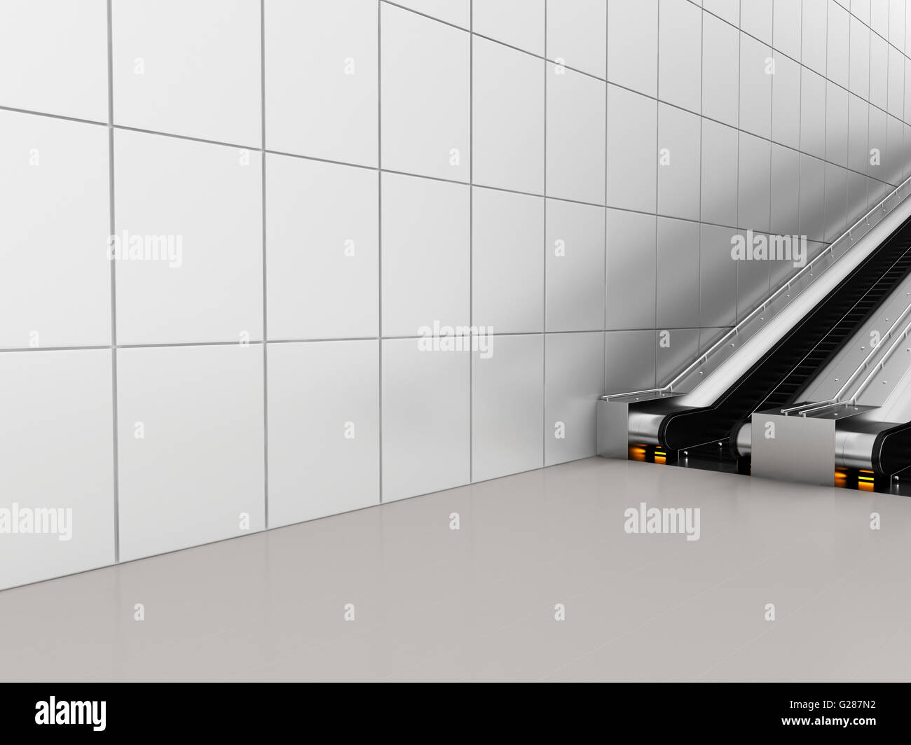 Escalator, Up and down escalators in public building. Office building ...