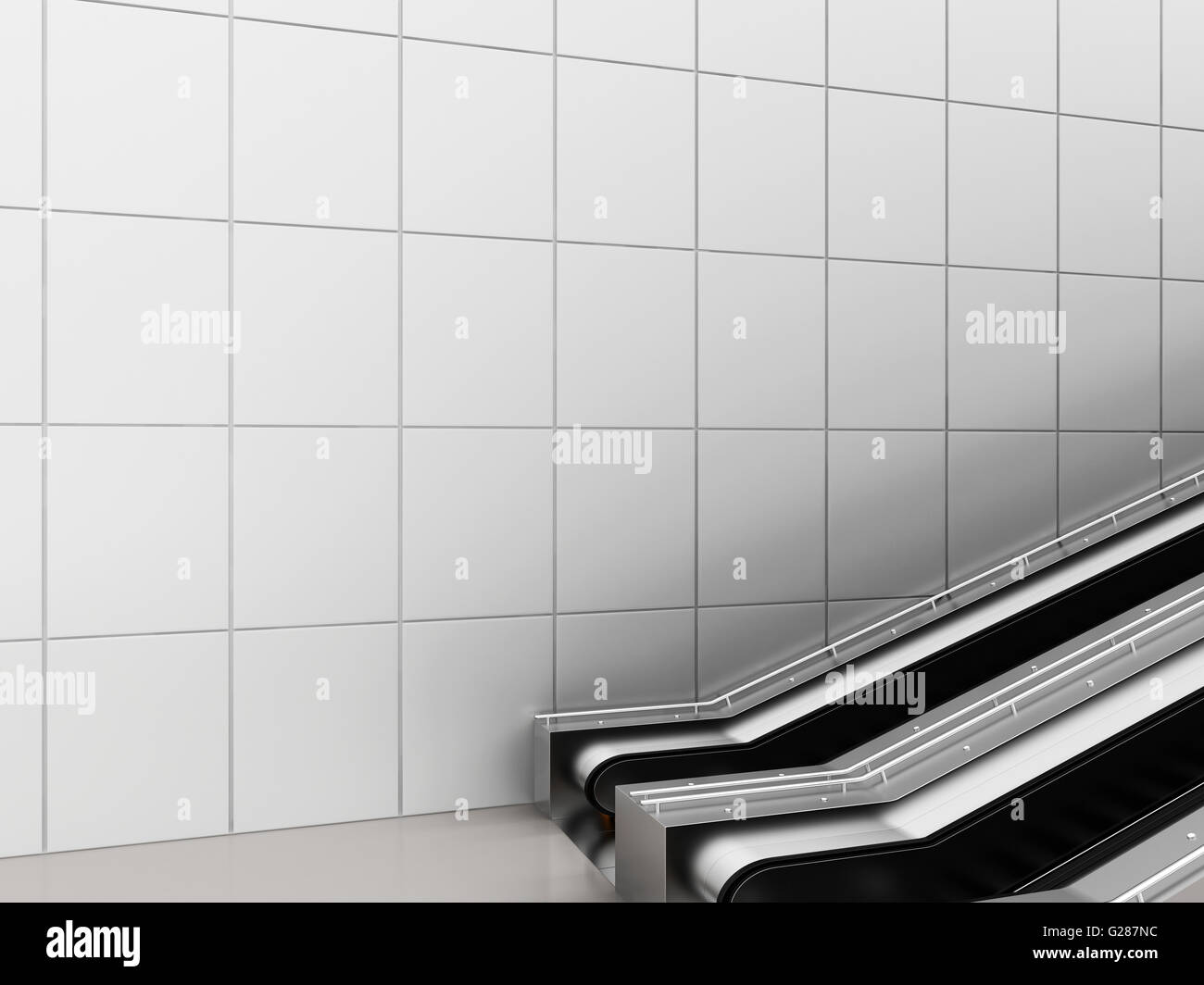 Escalator, Up and down escalators in public building. Office building ...