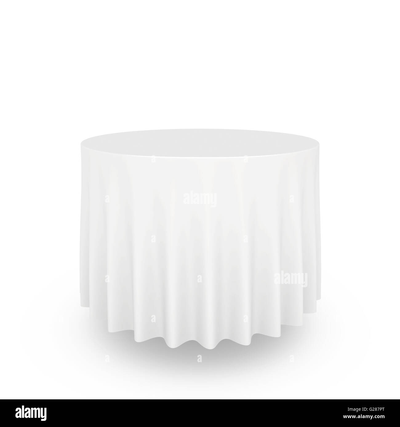 Empty round table with tablecloth isolated on white background Stock ...