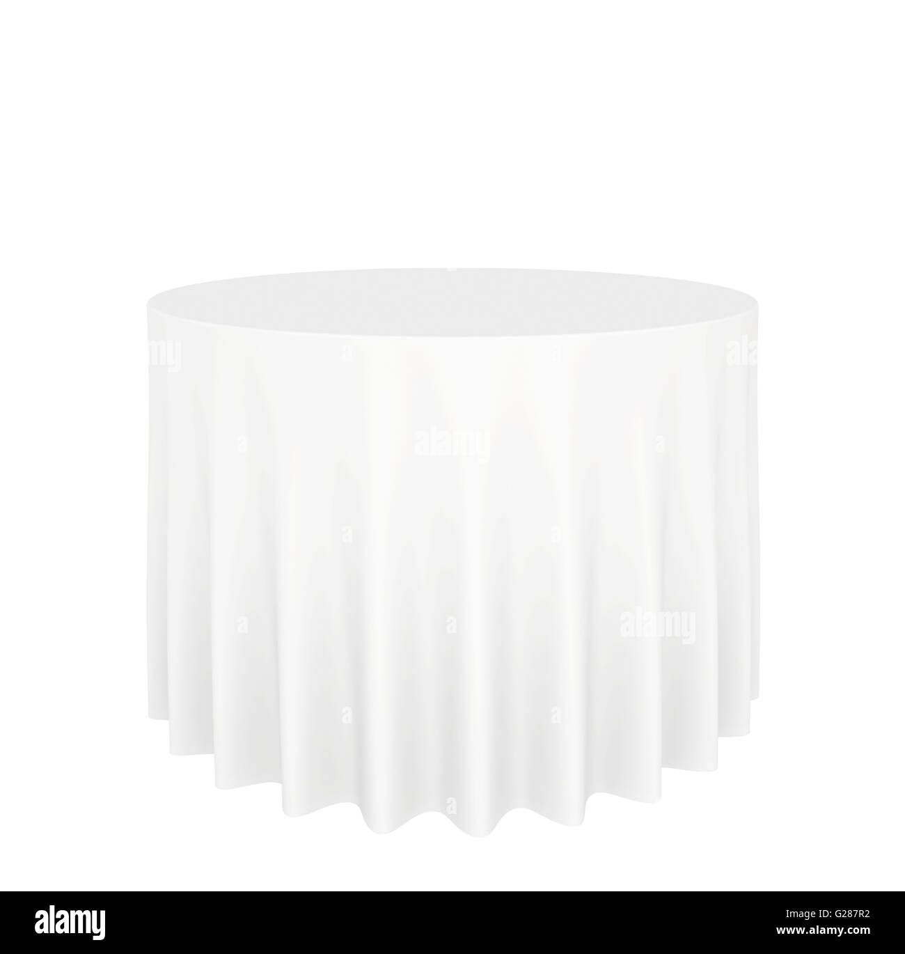 Empty round table with tablecloth isolated on white background Stock ...