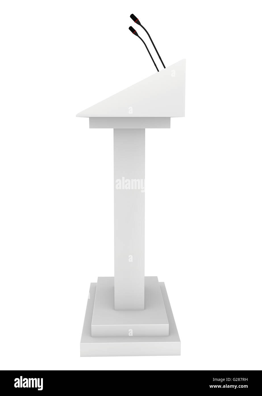 Speaker podium tribune rostrum stand with microphones. 3d render ...