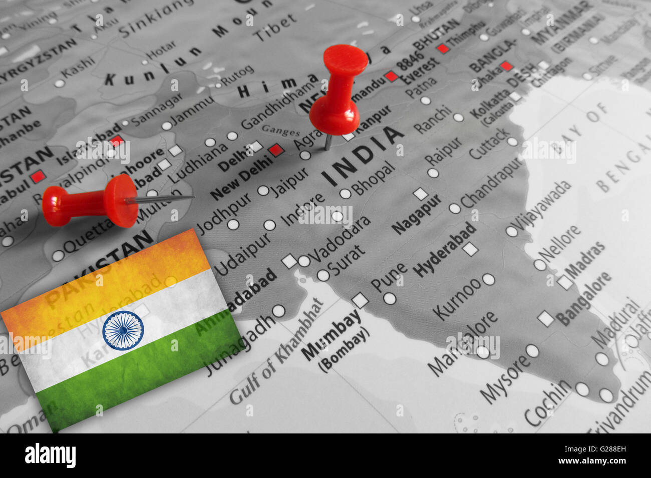 World map focus india hi-res stock photography and images - Alamy