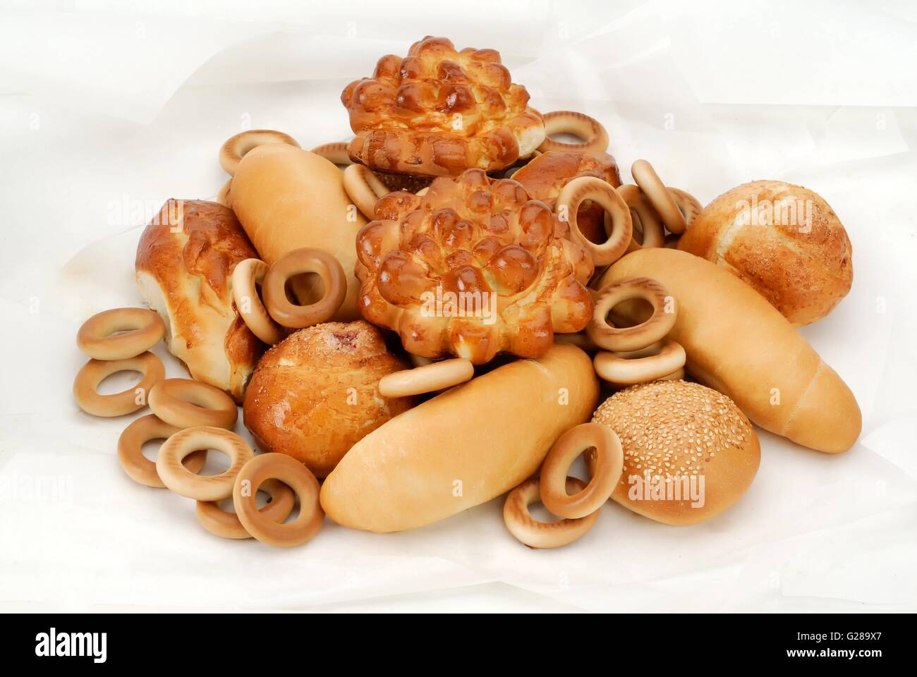 bread (patty, pie, cakes) baking in antiburning parchment Stock Photo ...