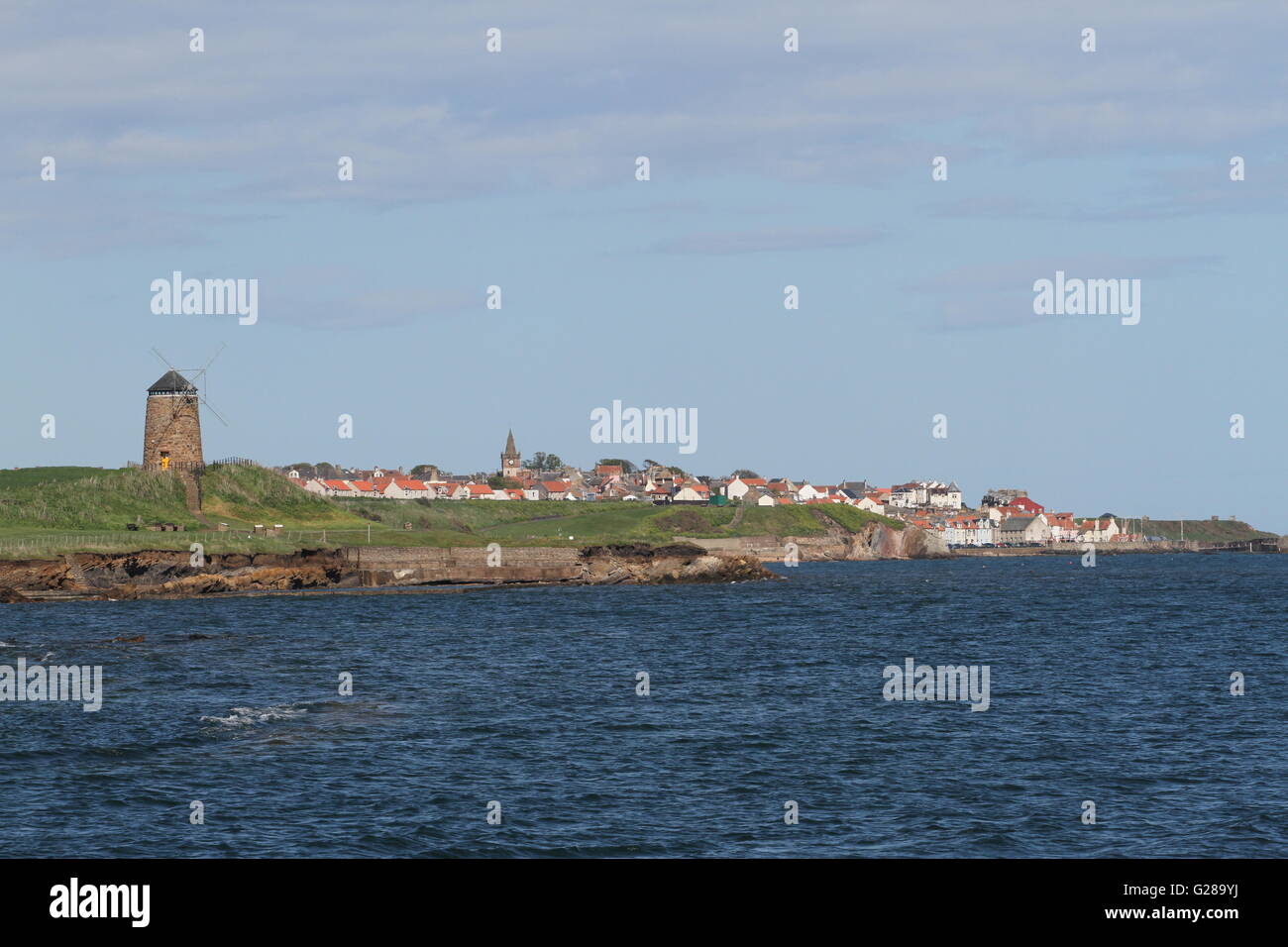 St Monans windmill and Pittenweem Fife Scotland May 2016 Stock Photo ...