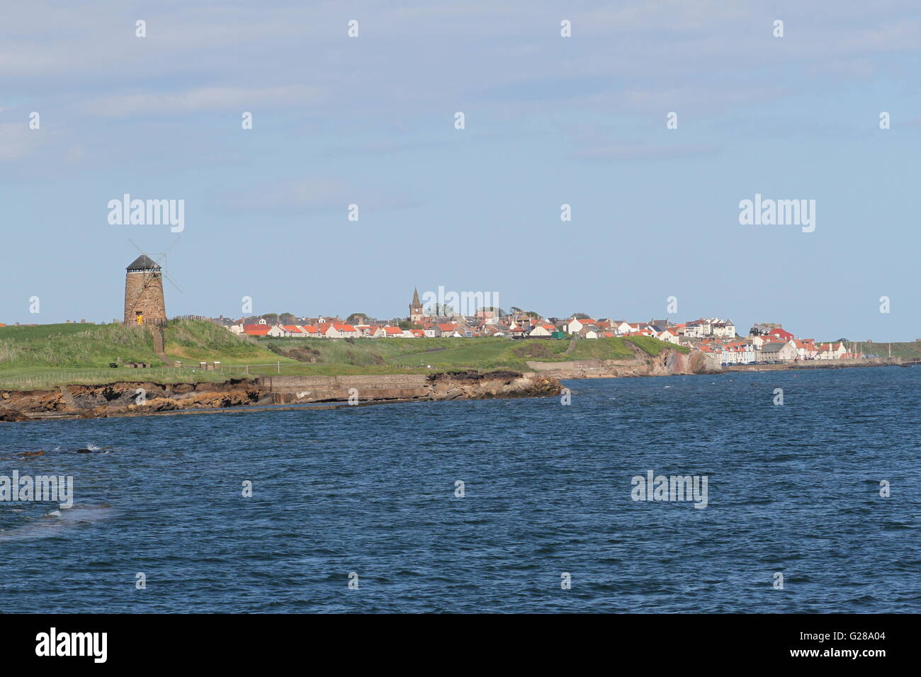 St Monans windmill and Pittenweem Fife Scotland May 2016 Stock Photo ...