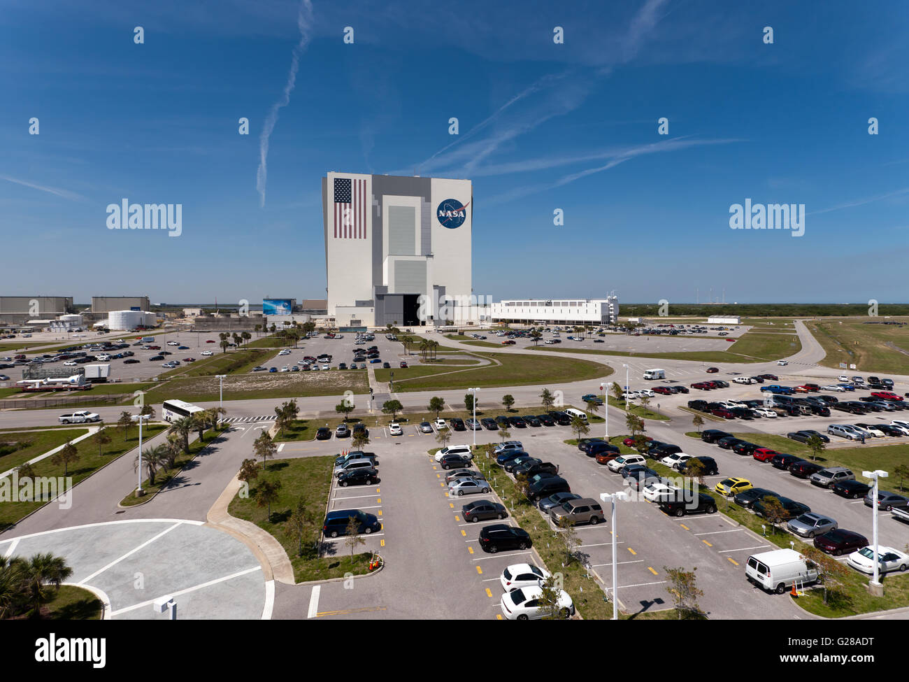 A Wide-angle view of the Vehicle Assembly Building, or VAB, at NASA's Kennedy Space Centre ...